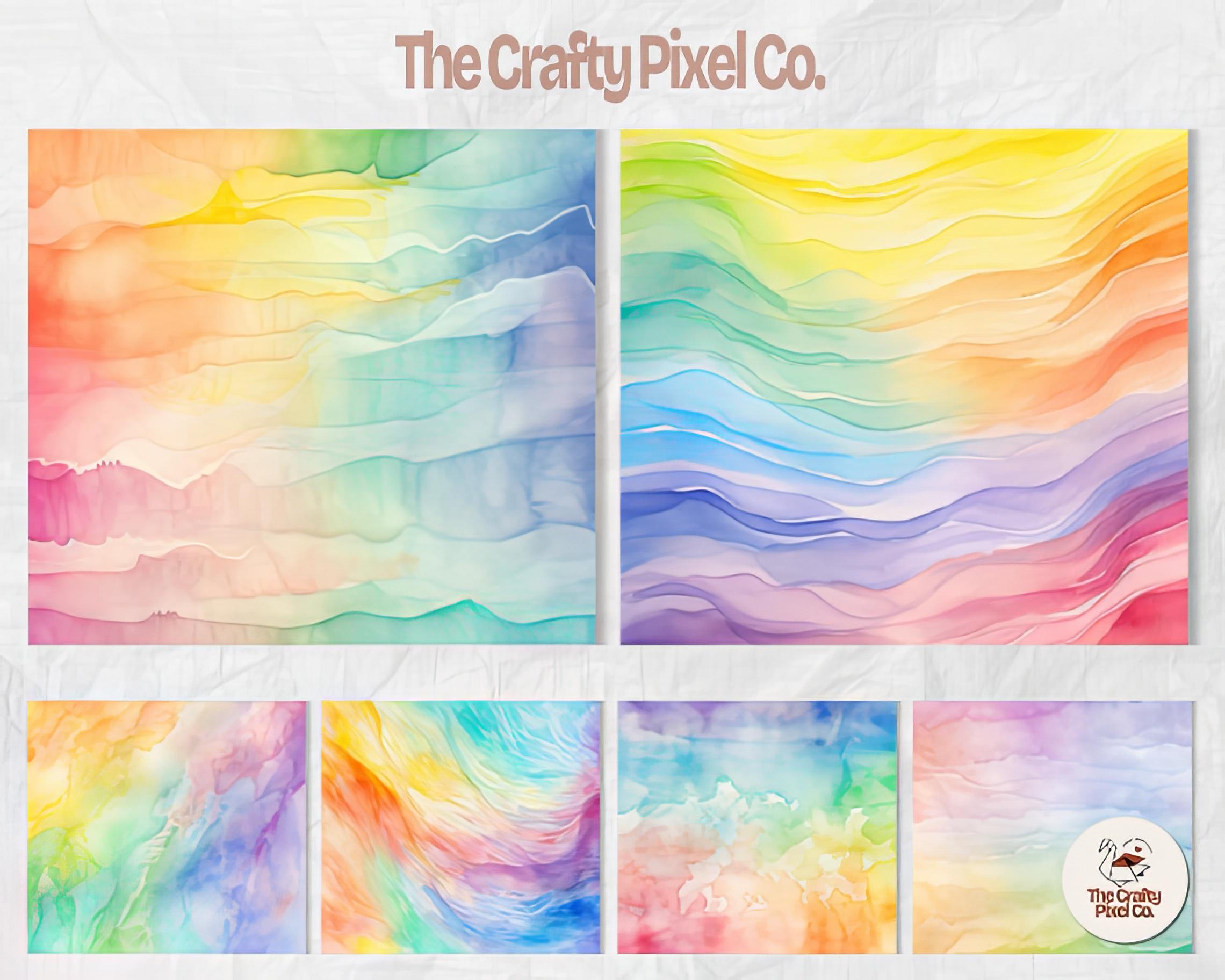 Watercolor Rainbow Printable Paper Pack Rainbow Textured Papers ...