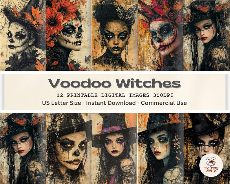 Voodoo Witches Printable Paper Pack Halloween Junk Journal Scrapbook ...