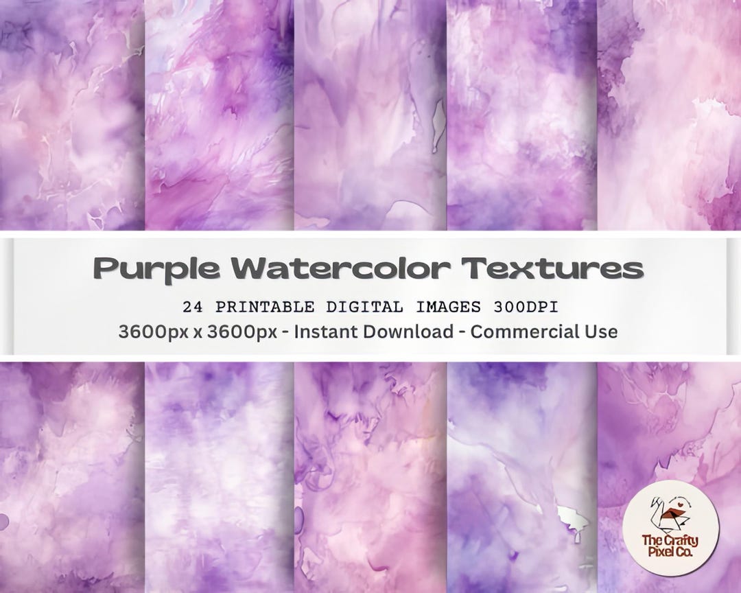 Purple Watercolor Printable Paper Pack Purple Textured Papers ...