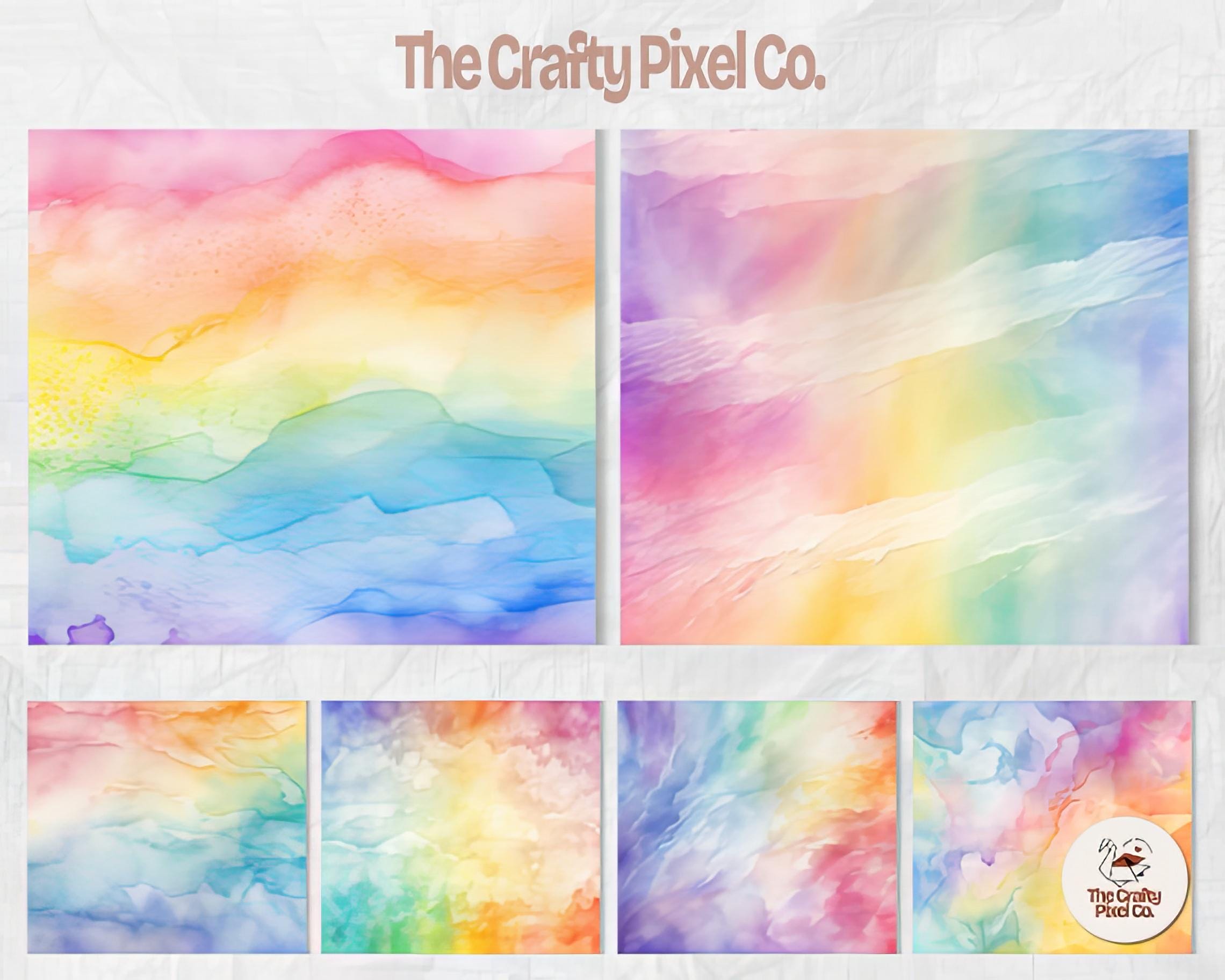 Watercolor Rainbow Printable Paper Pack Rainbow Textured Papers ...