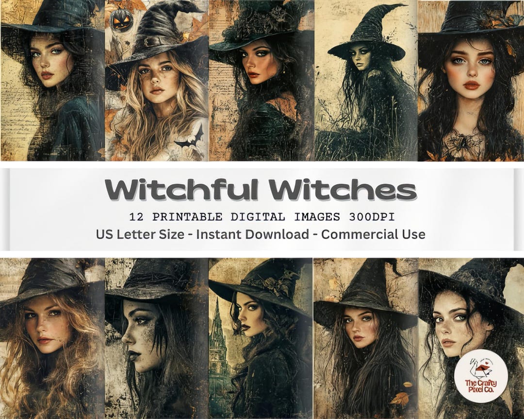 Witch Witches Printable Paper Pack: Halloween Scrapbook Collage ...