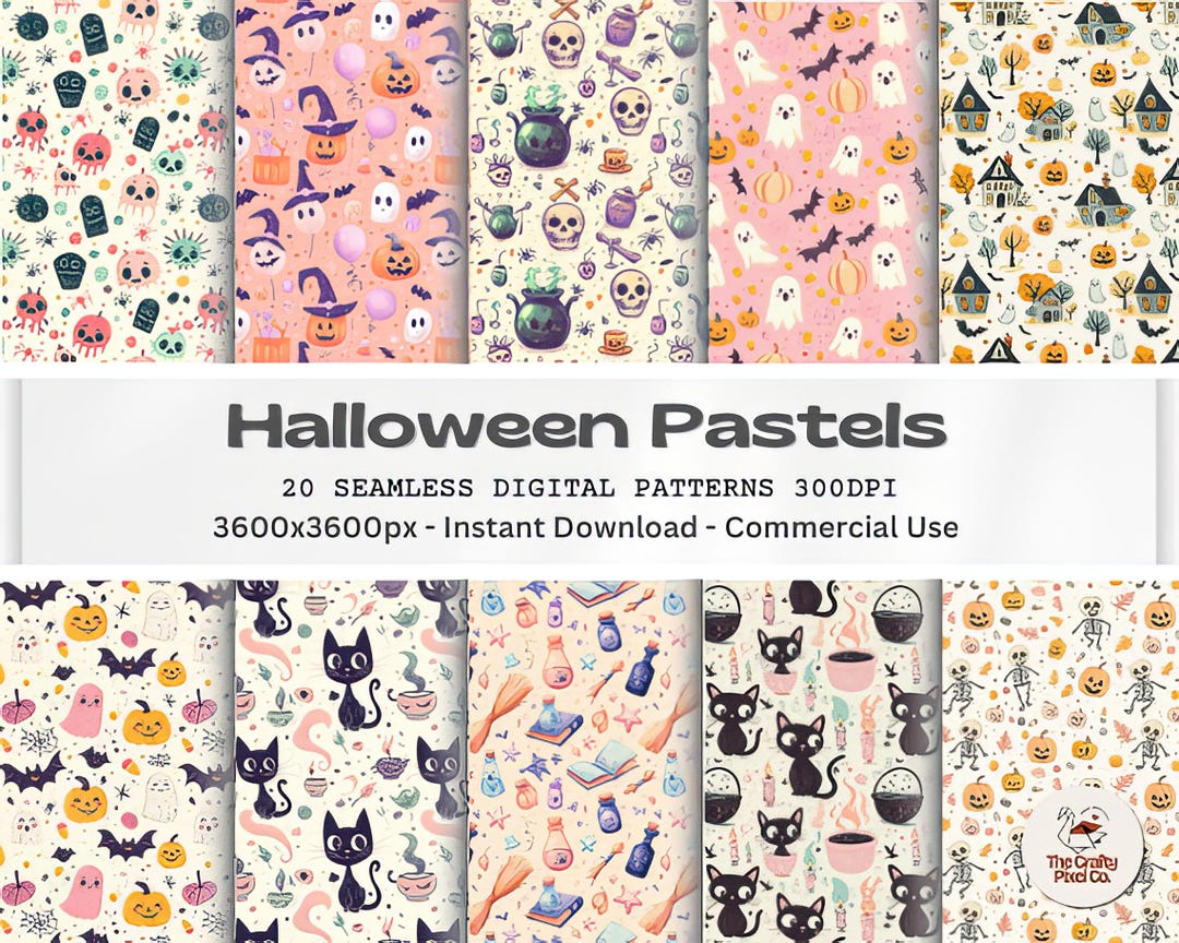 Halloween Printable Paper Pack Halloween Seamless Pattern JPG Junk ...