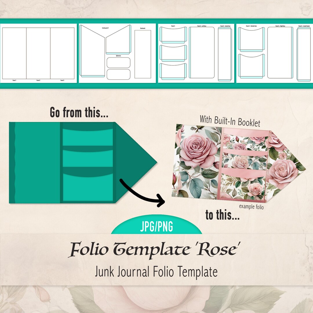 Junk Journal Folio Template, Blank Printable Template, Flip Digital ...