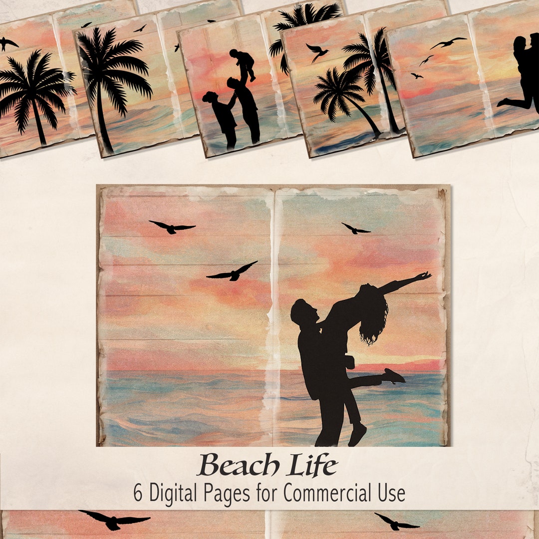 Beach Junk Journal Page, Coastal Pages, Beach Printables, Ocean Digital ...