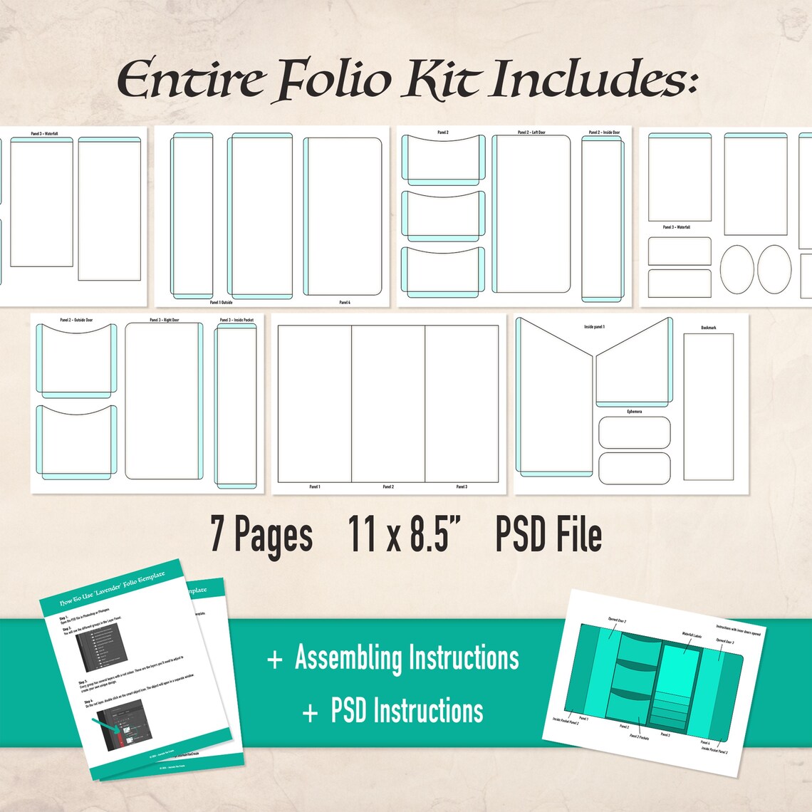 Junk Journal Folio Template, PSD Template, Waterfall Flip Folio Digital ...