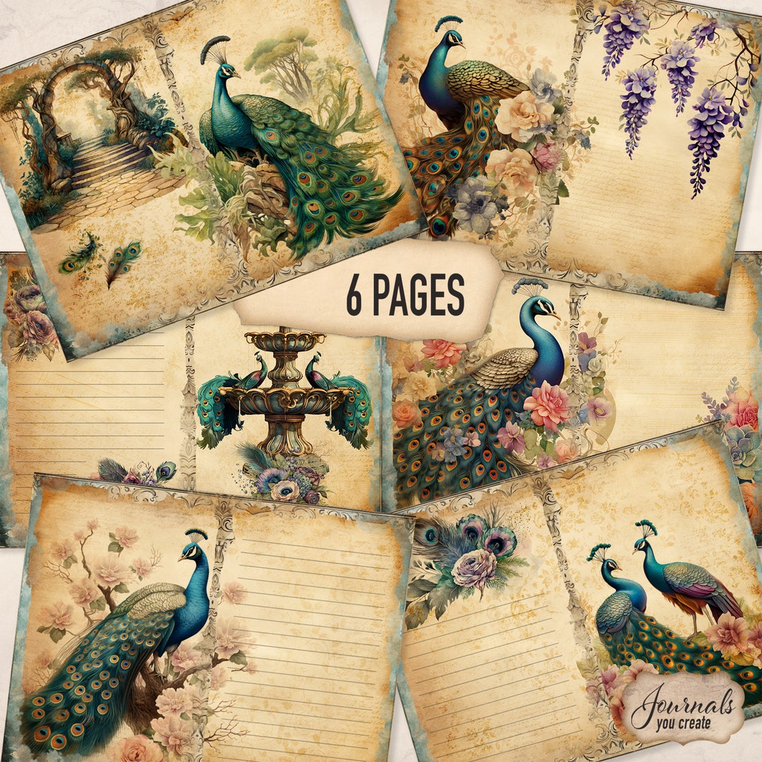 Peacock Pages, Royal Blue, Digital Paper, Watercolours, Bright Blue ...