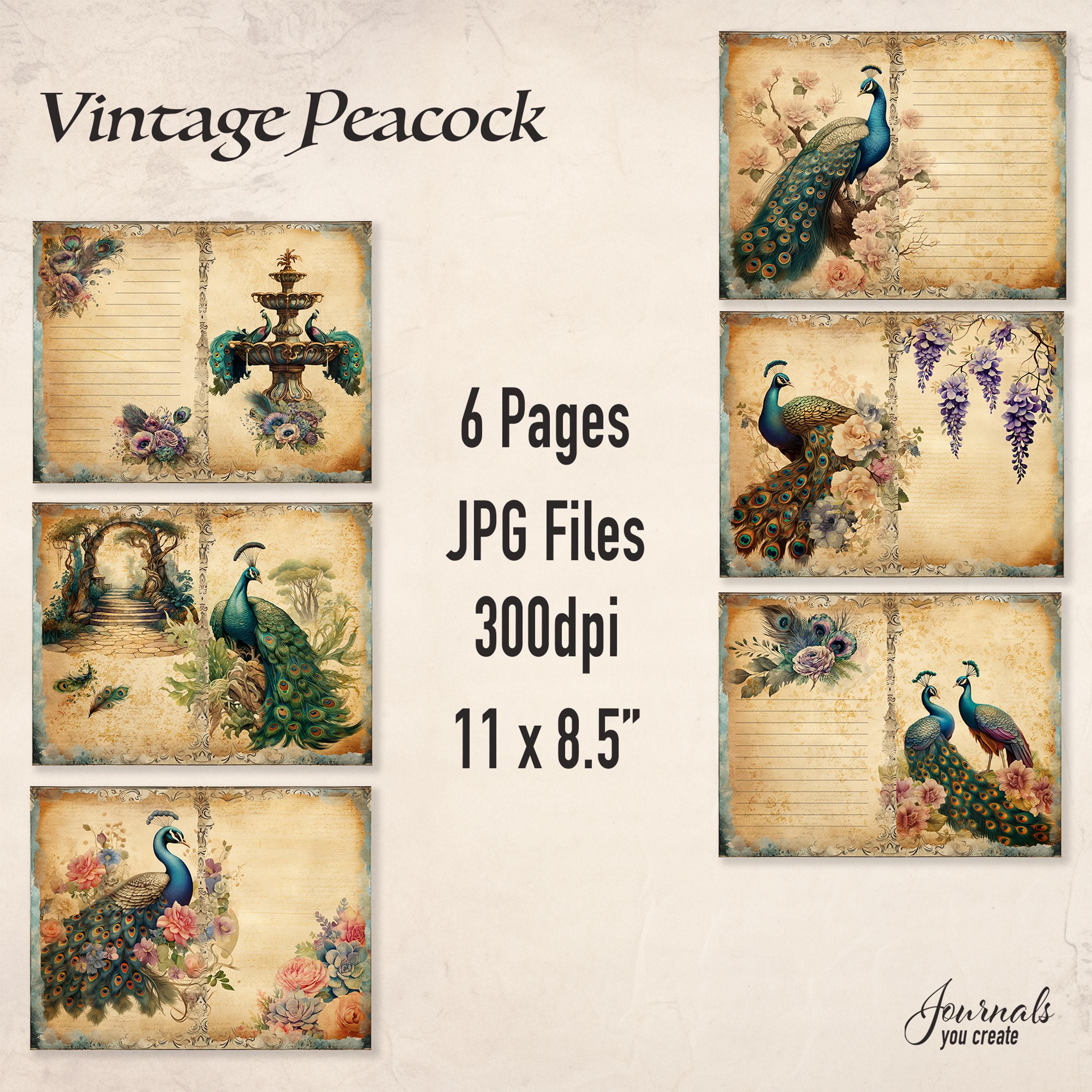 Peacock Pages, Royal Blue, Digital Paper, Watercolours, Bright Blue ...