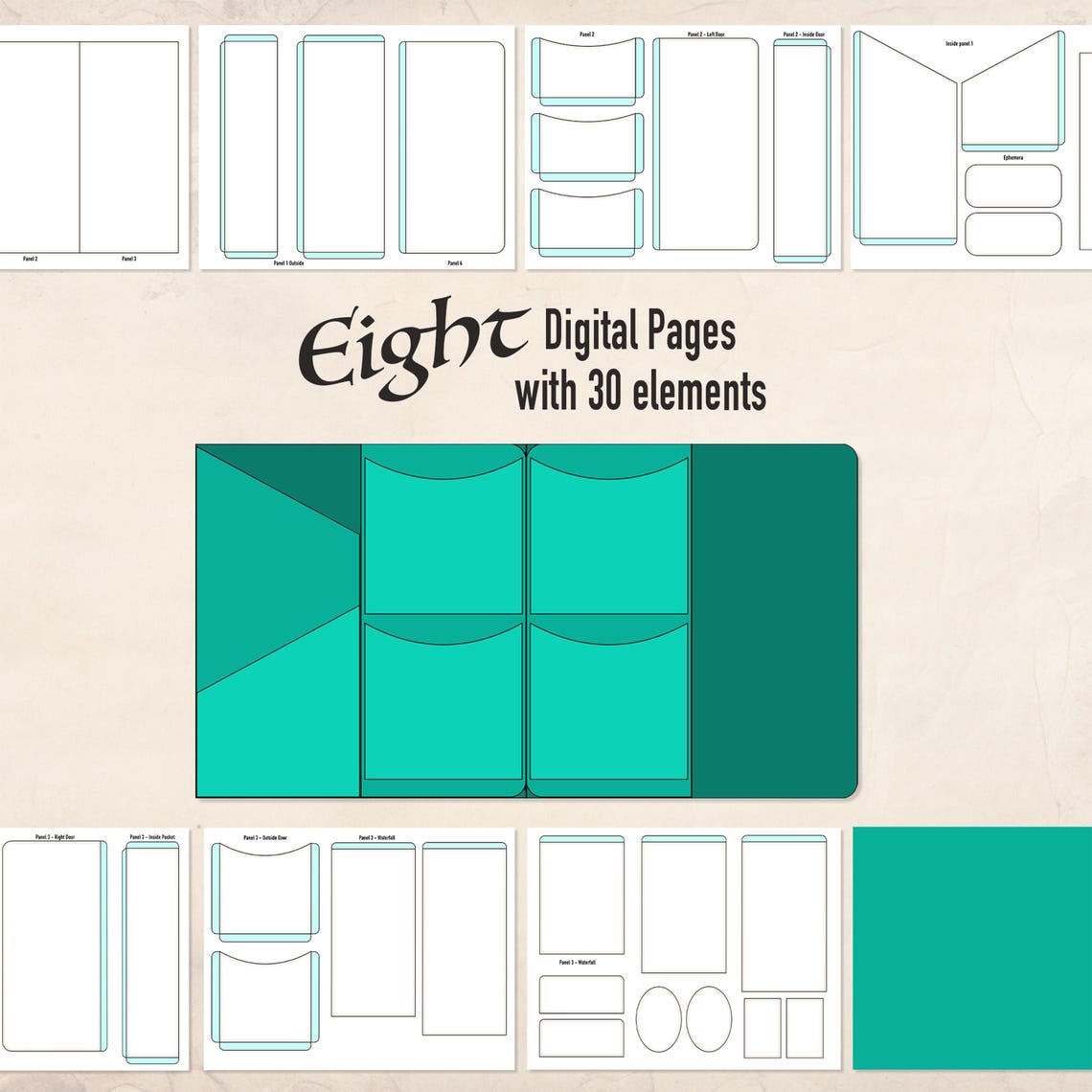 Junk Journal Folio Template, PSD Template, Waterfall Flip Folio Digital ...