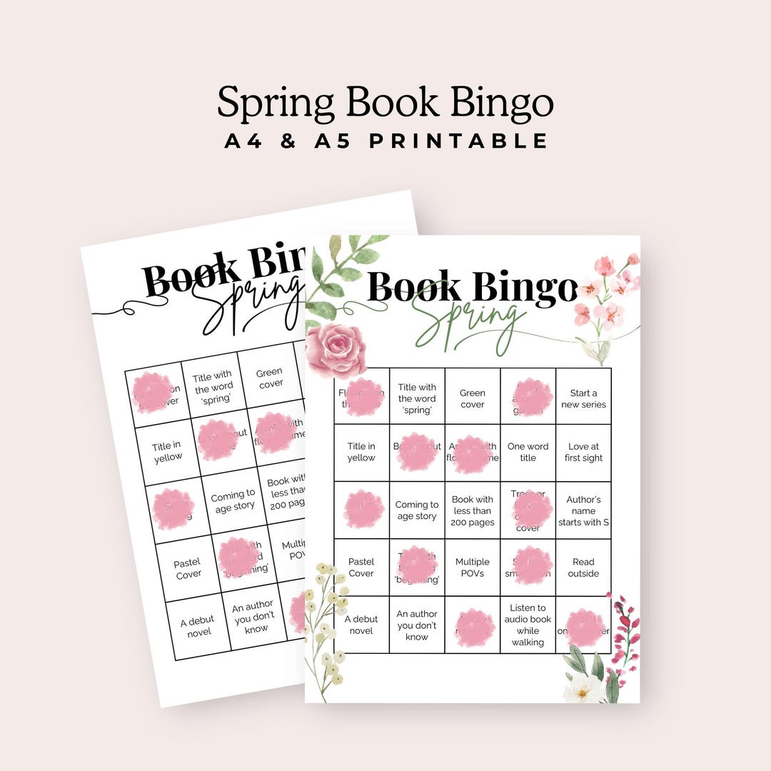 Spring Book Bingo, Reading Challenge, Book Journal Insert, Digital ...