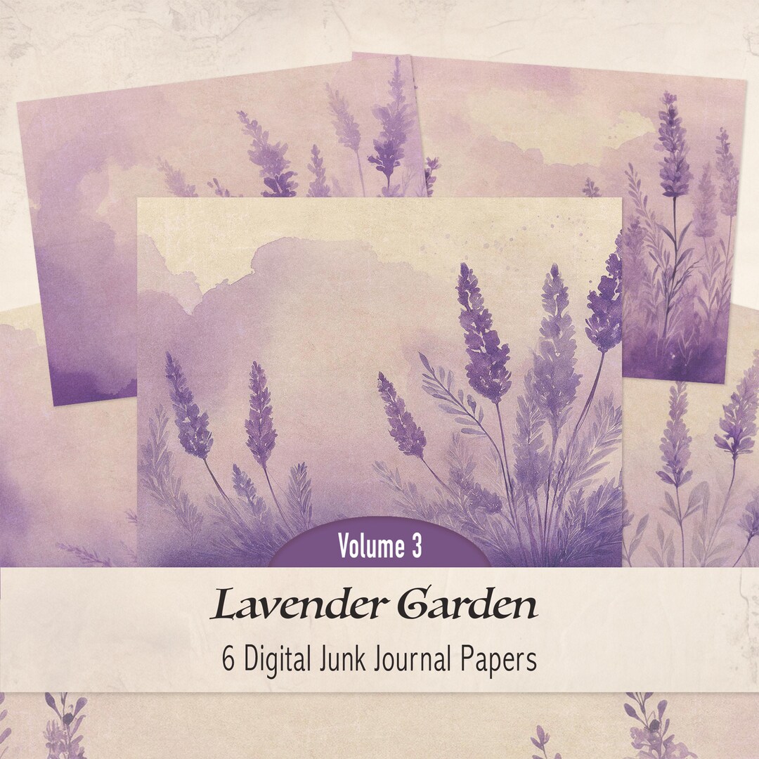 Lavender Junk Journal Pages, Violet Pages, Purple Flowers, Digital ...