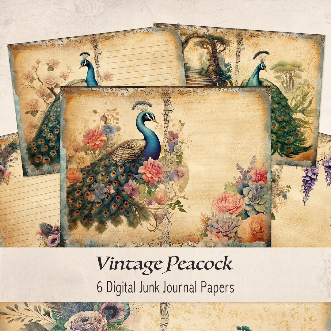 Peacock Pages, Royal Blue, Digital Paper, Watercolours, Bright Blue ...