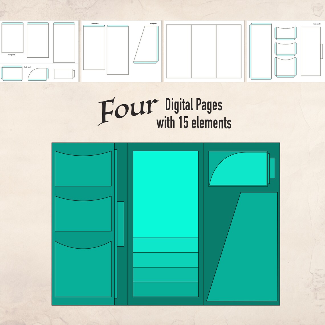 Waterfall Junk Journal Folio Template, Blank Printable Template ...
