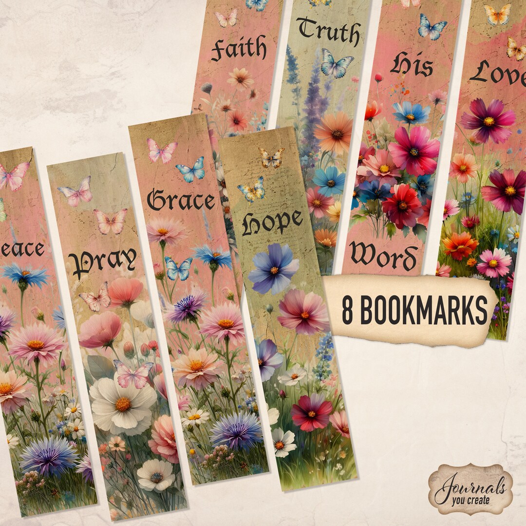 Wildflowers Bookmarks, Shabby Chic Prints, Junk Journal Ephemera ...
