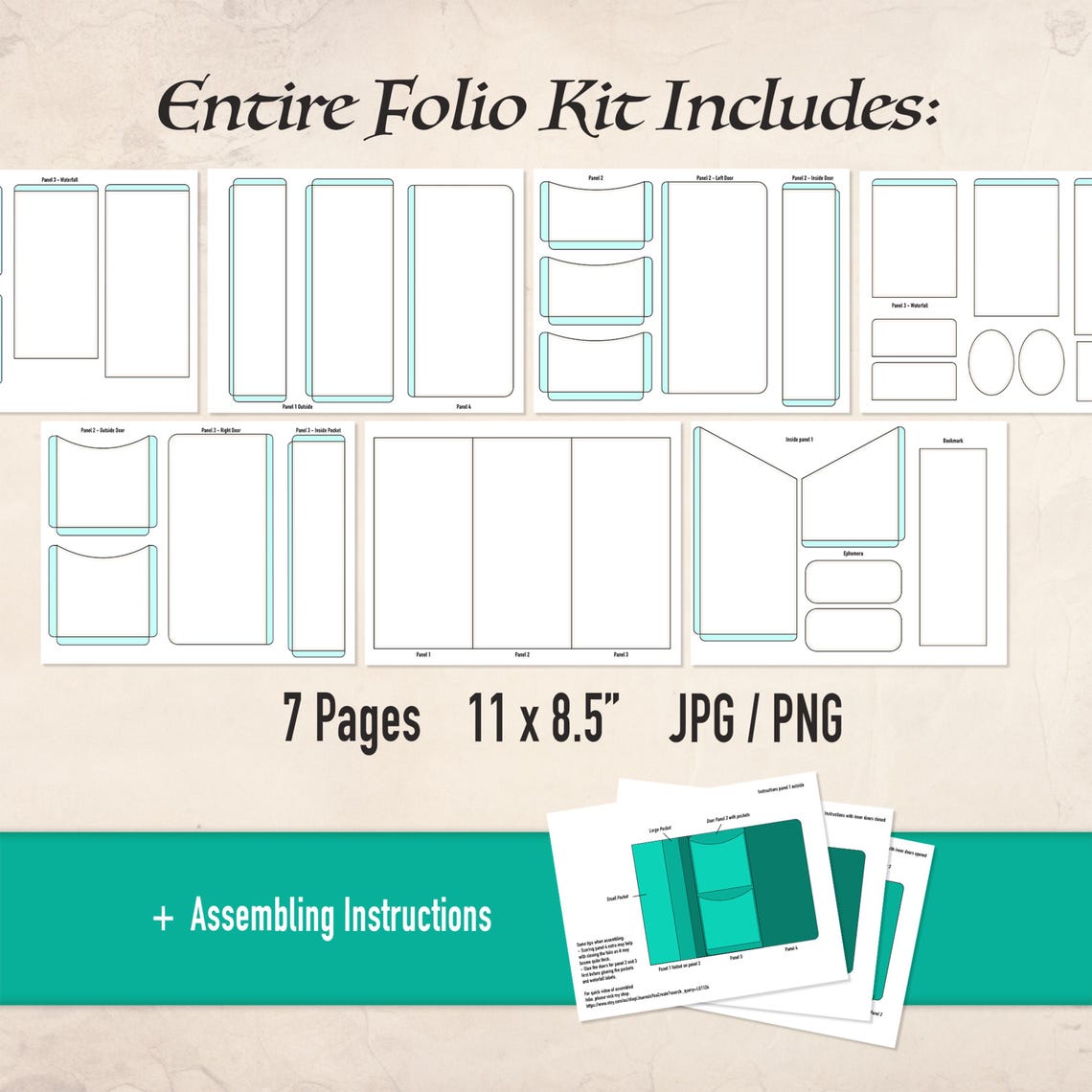 Junk Journal Folio Template, Blank Printable Template, Waterfall Flip ...