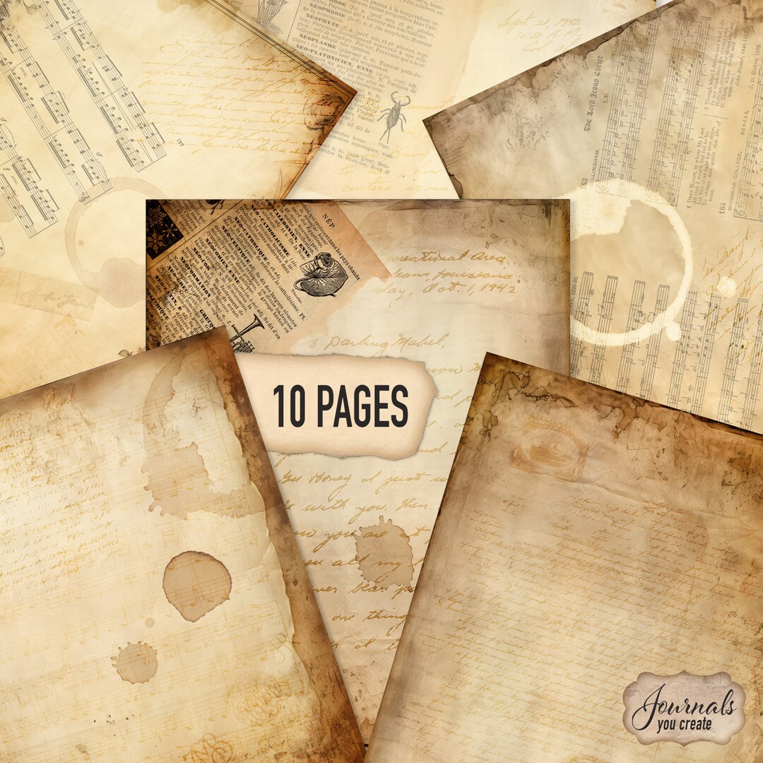 Old Paper, Coffee Stained Pages, Blank Digital Papers, Distressed ...