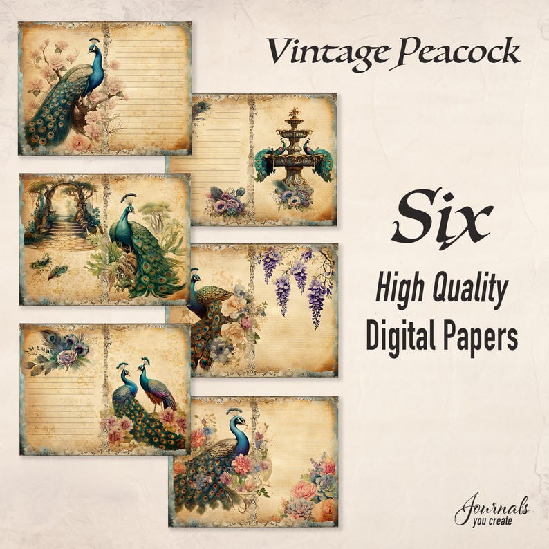 Peacock Pages, Royal Blue, Digital Paper, Watercolours, Bright Blue ...