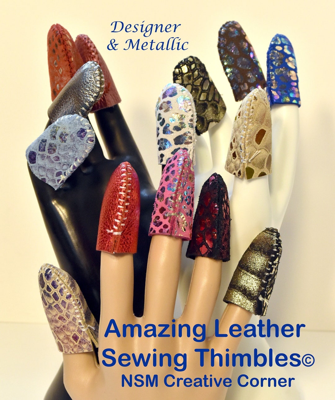Designer Amazing Handmade Leather Thimbles© Set of 2 (light/med Weight ...