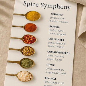 Spice Pairing Chart Kitchen Wall Art – Culinary Herbs Poster – Modern ...