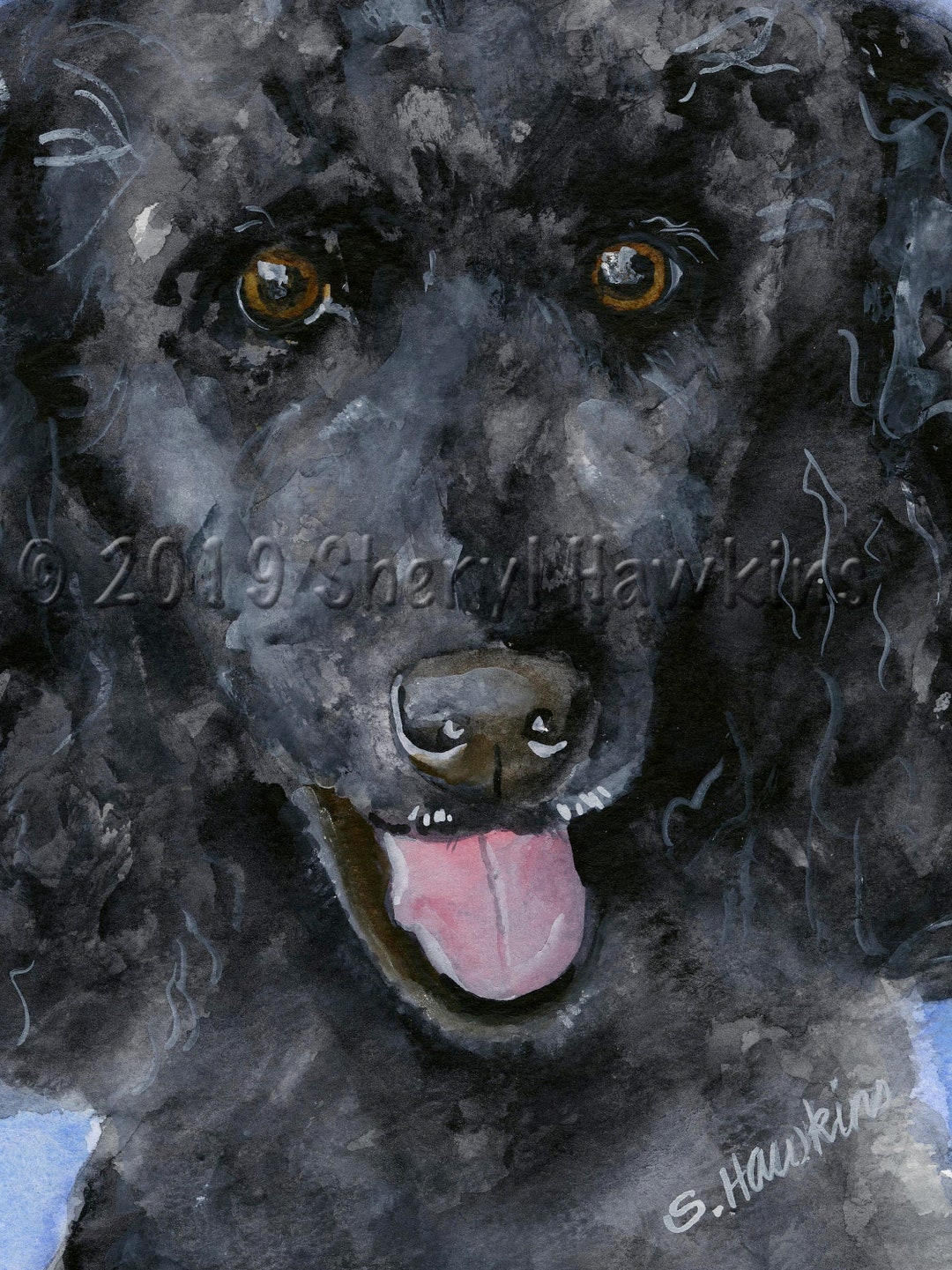 Black Poodle Watercolor Print of Original Painting - Etsy