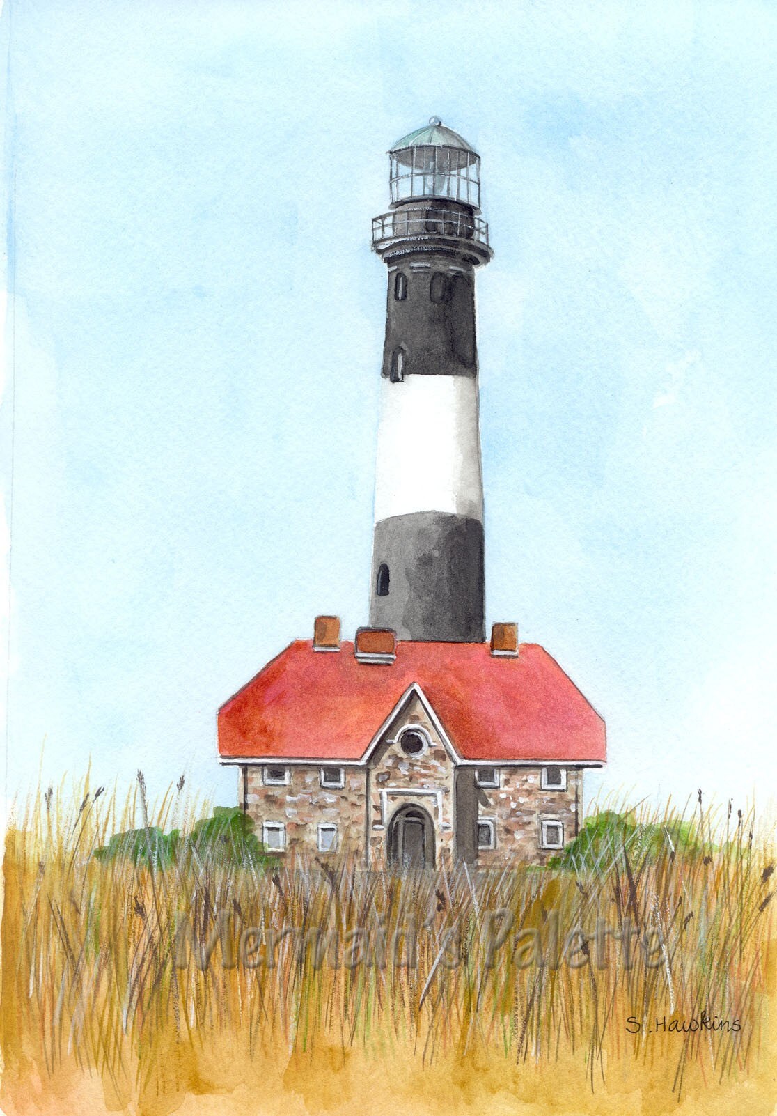 Fire Island Lighthouse Painting- Watercolor Fine Art Print - Etsy