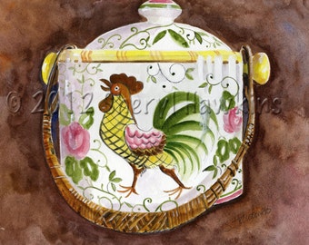 Rooster and Roses - Etsy