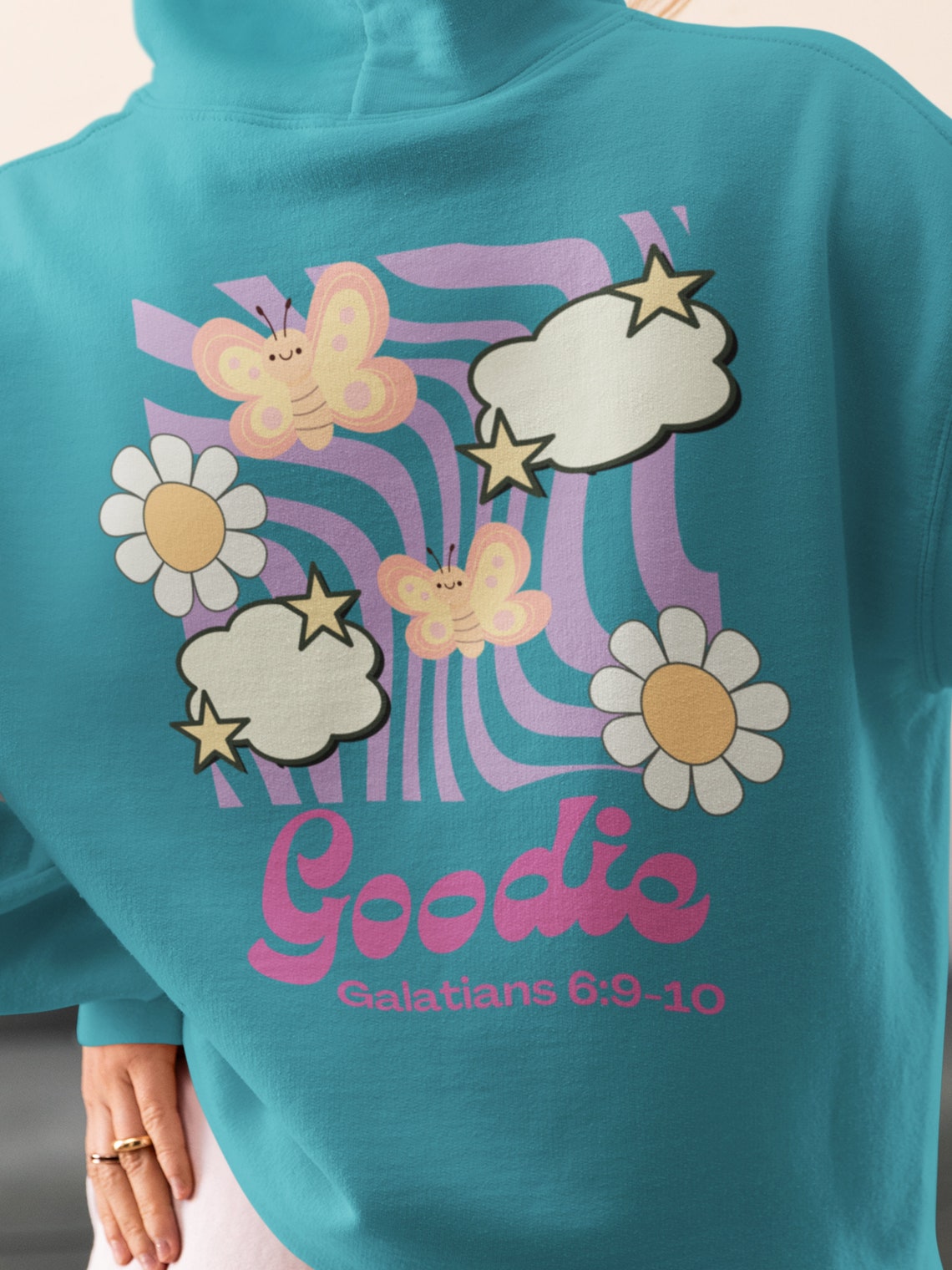 Retro Aesthetic Christian Hoodie, Faith Based Galatians Bible Verse ...