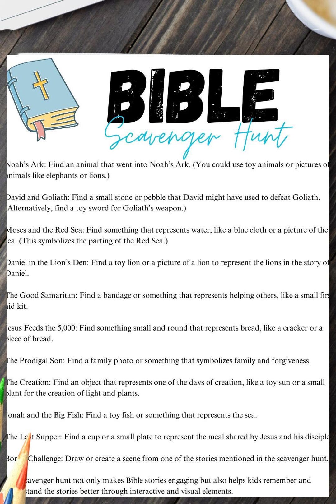 Sunday School Digital Print, Children Homeschool Scavenger Hunt ...