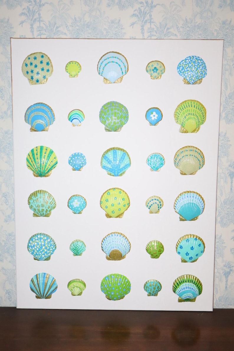 Painted Seashell Canvas - Etsy