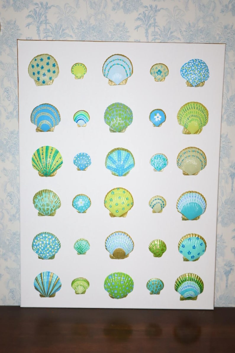 Painted Seashell Canvas - Etsy