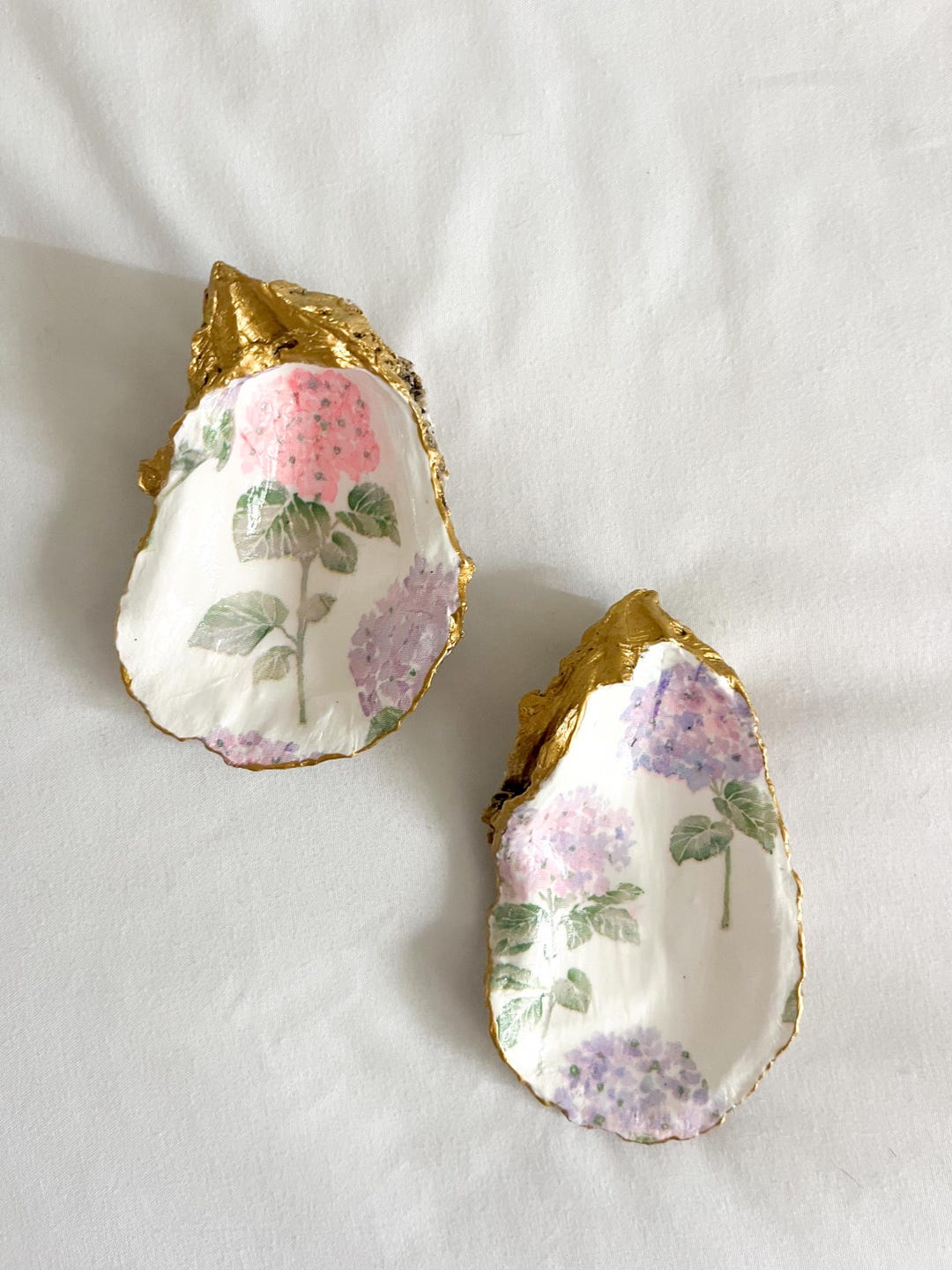 Pink & Purple Hydrangeas Oyster Shell Jewelry Holder Dish - Etsy