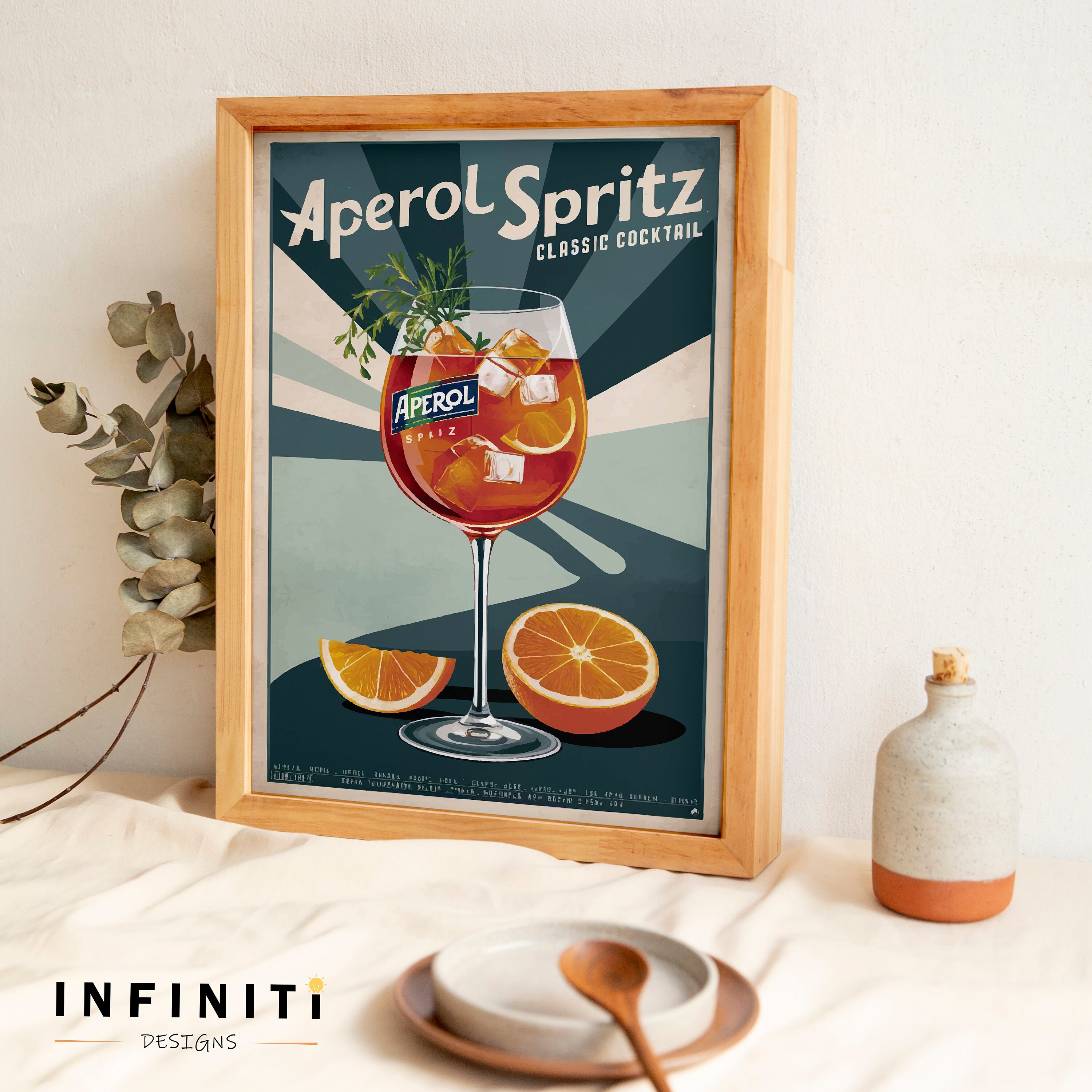 Aperol Spritz Art Print Bar Cart Decor Cocktail Poster Party Signature ...