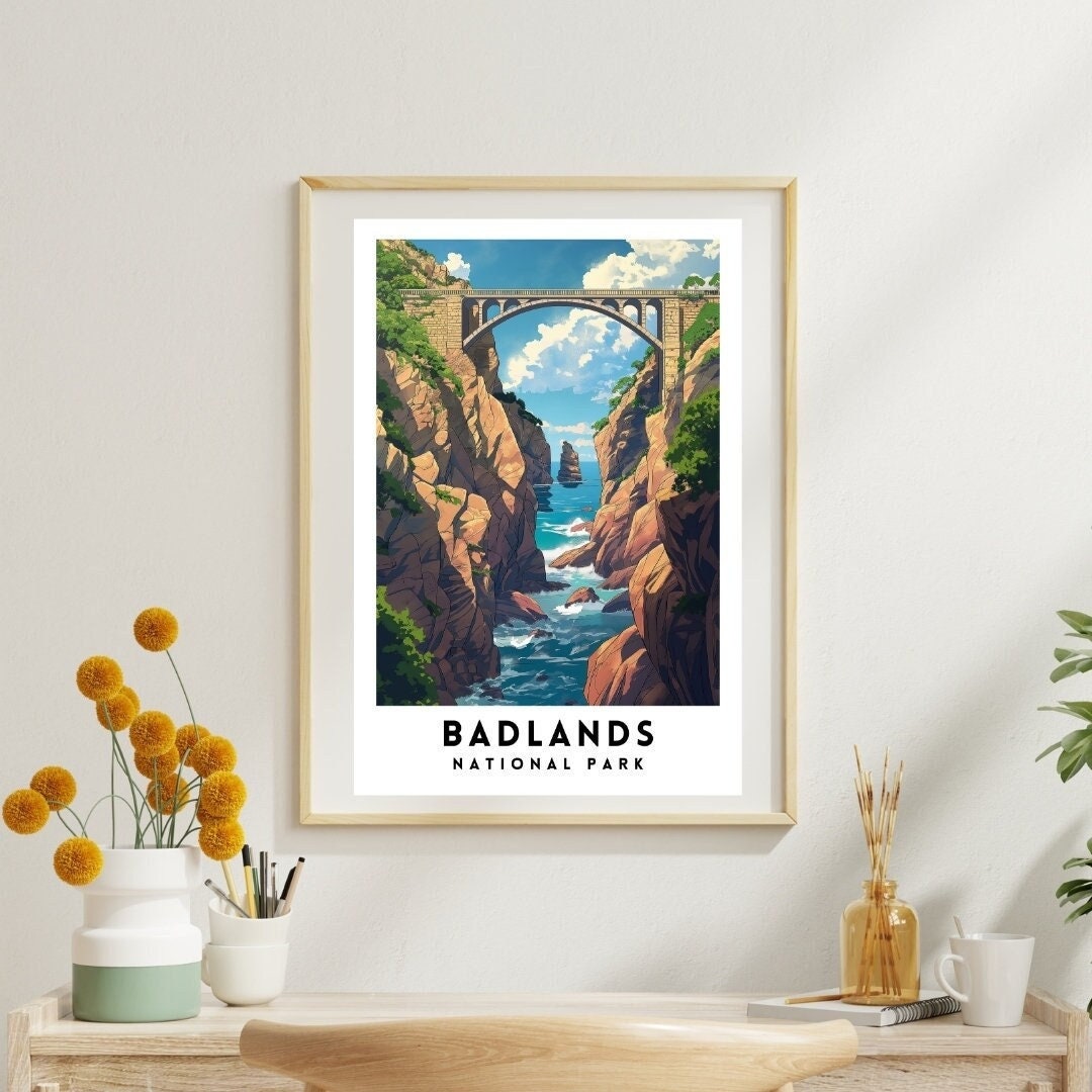 Badlands National Park Poster, Badlands Print, Badlands Art, USA ...
