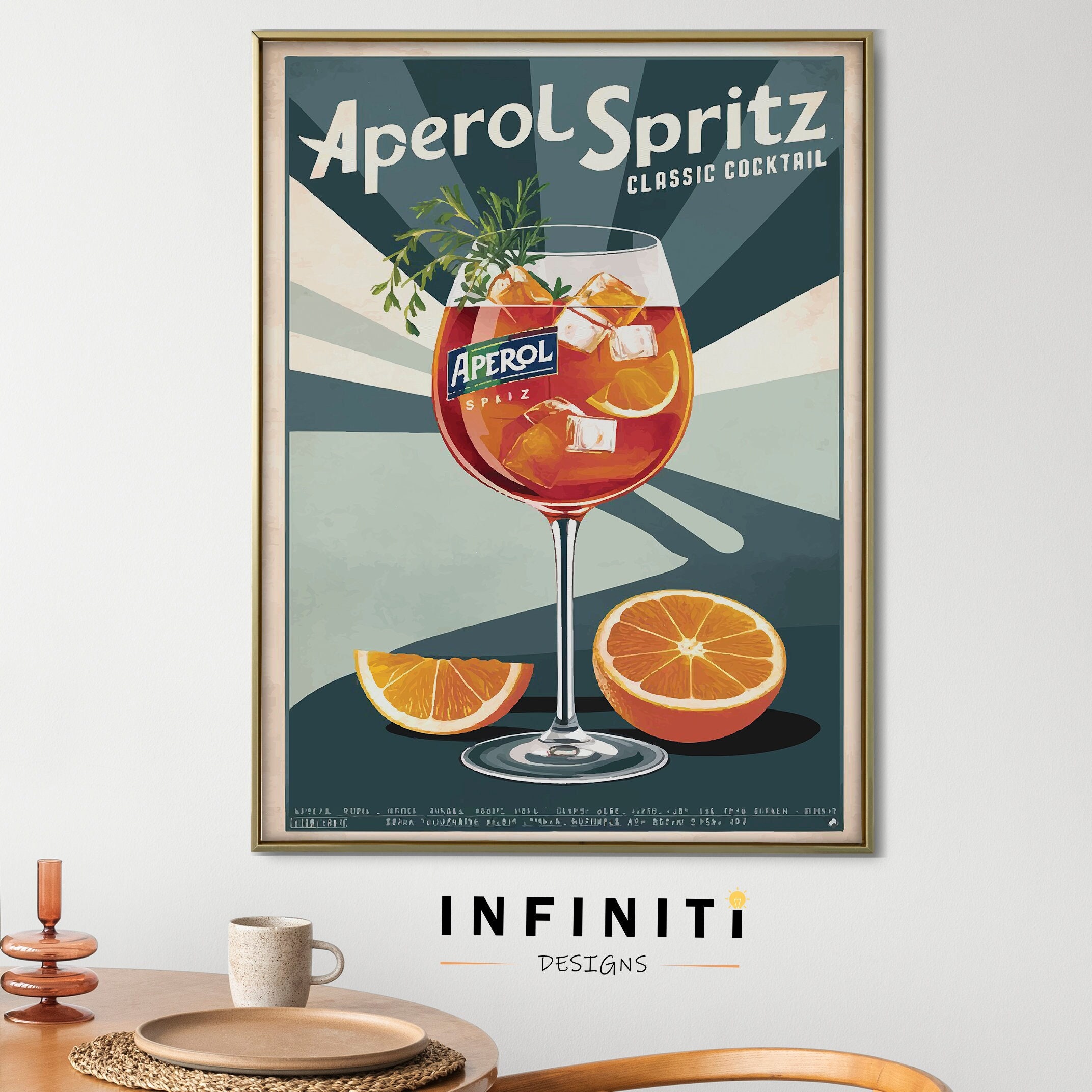 Aperol Spritz Art Print Bar Cart Decor Cocktail Poster Party Signature ...