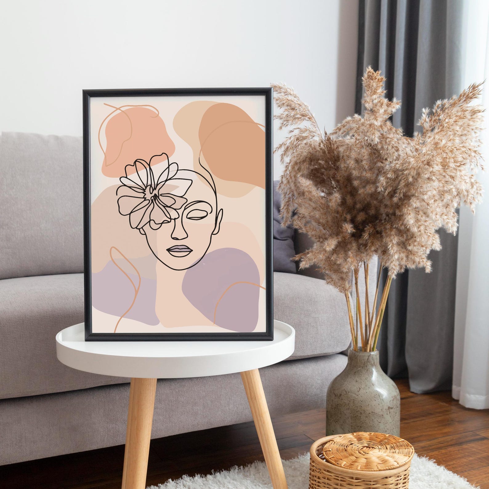 Floral Prints, Woman Face Line Art, Botanical Line Art, Continuous Line ...