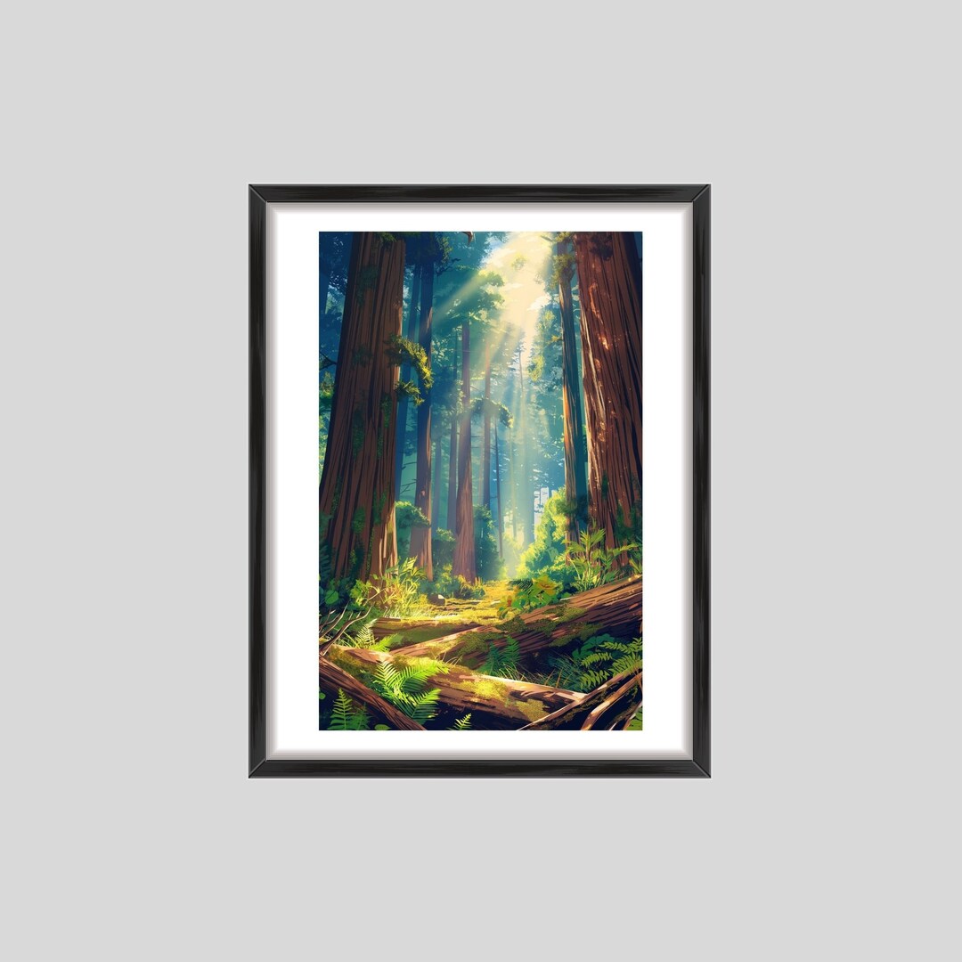 Redwood Print, Redwood National Park Poster, California Poster, Redwood ...
