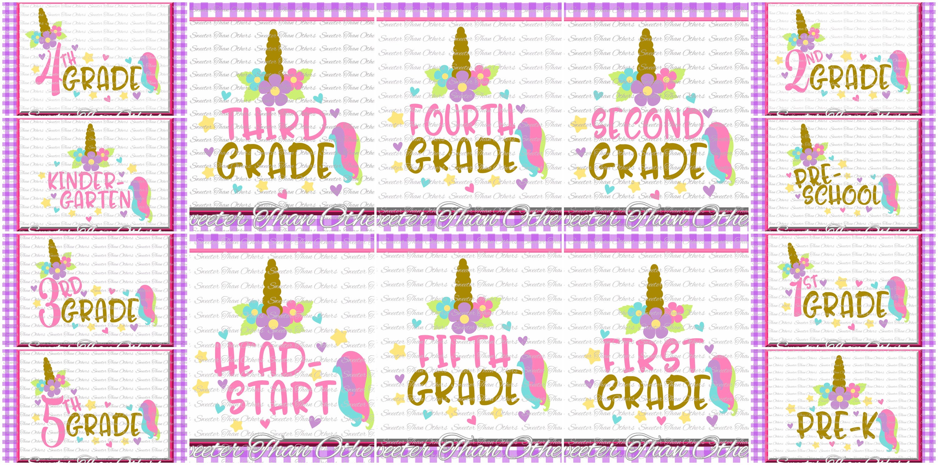 Unicorn School SVG Bundle Kindergarten First Day of School SVG and DXF ...