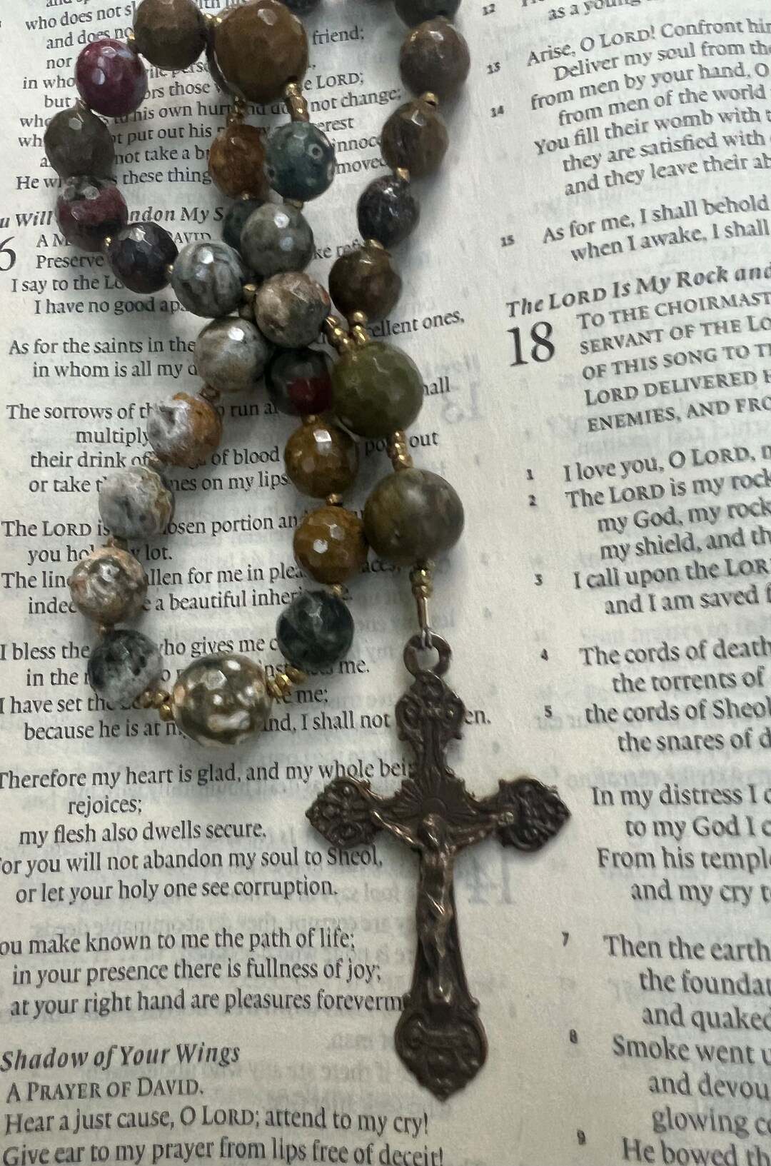 Ocean Jasper Anglican Rosary With Bronze Radiant Crucifix Episcopalian ...