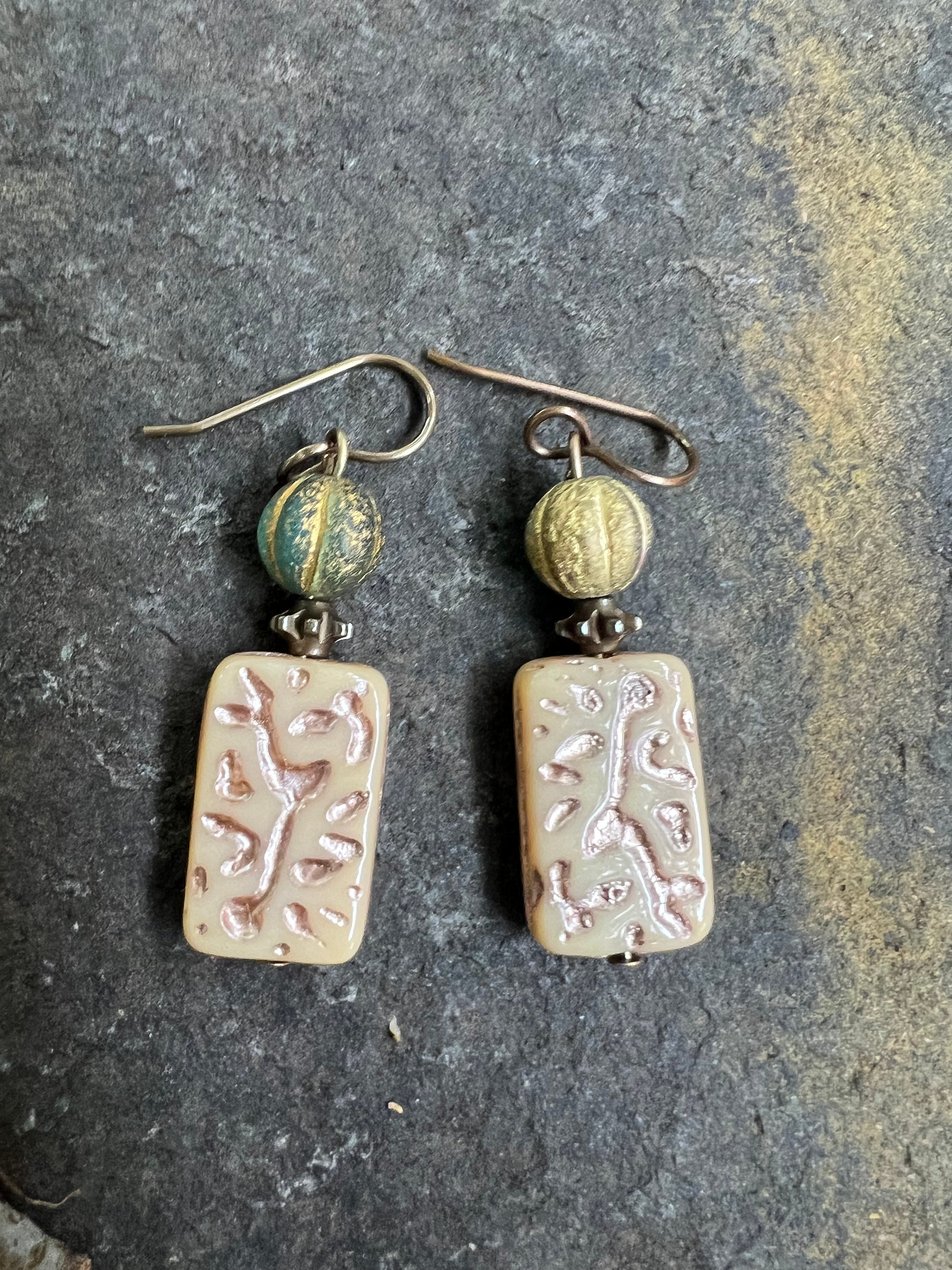 Turquoise Washed Gold Dahlia and Etched Golden Slabs With Swarvoski ...