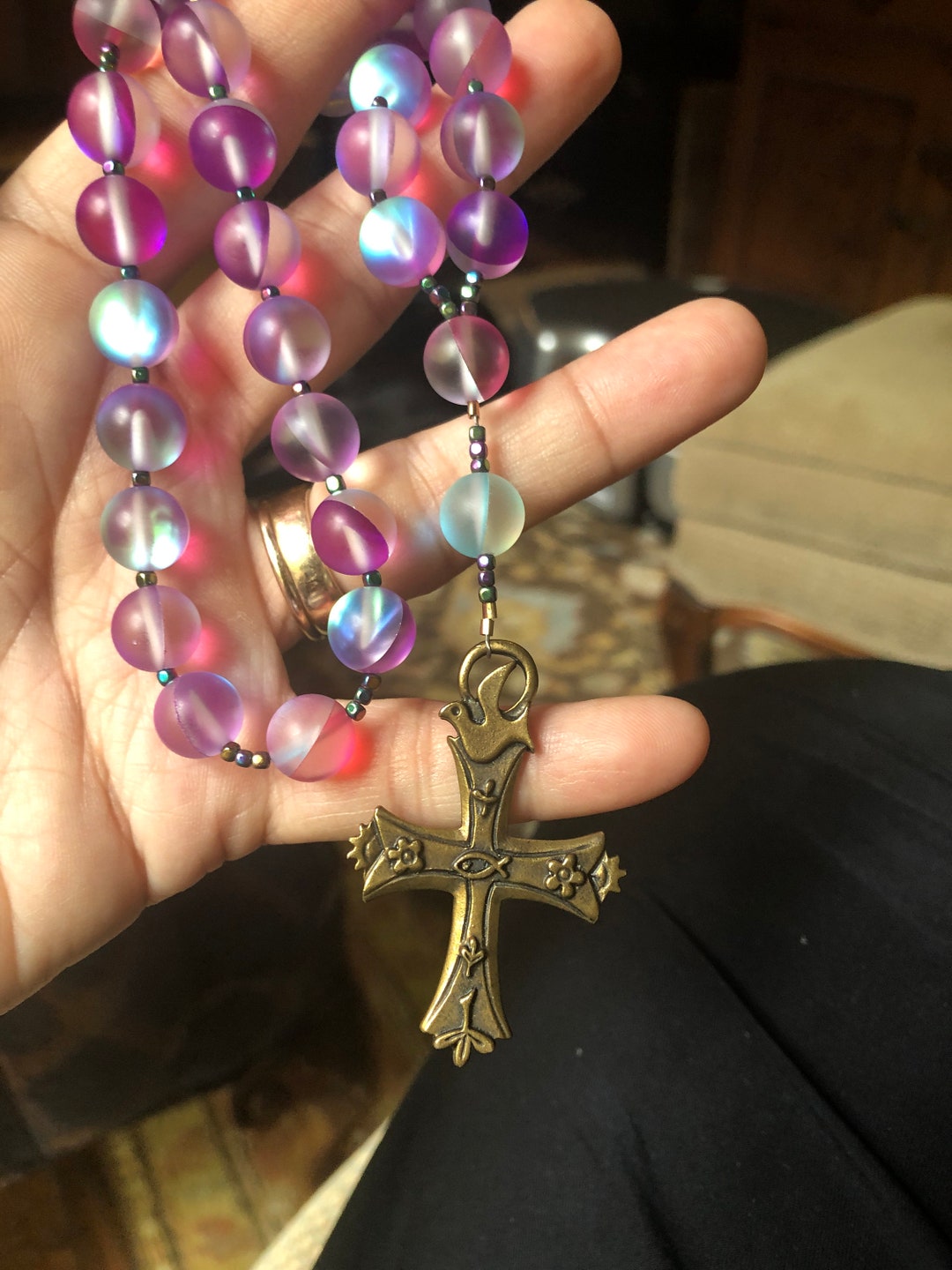 Hot Pink Mermaid Glass Anglican Rosary Episcopalian Episcopal Prayer ...