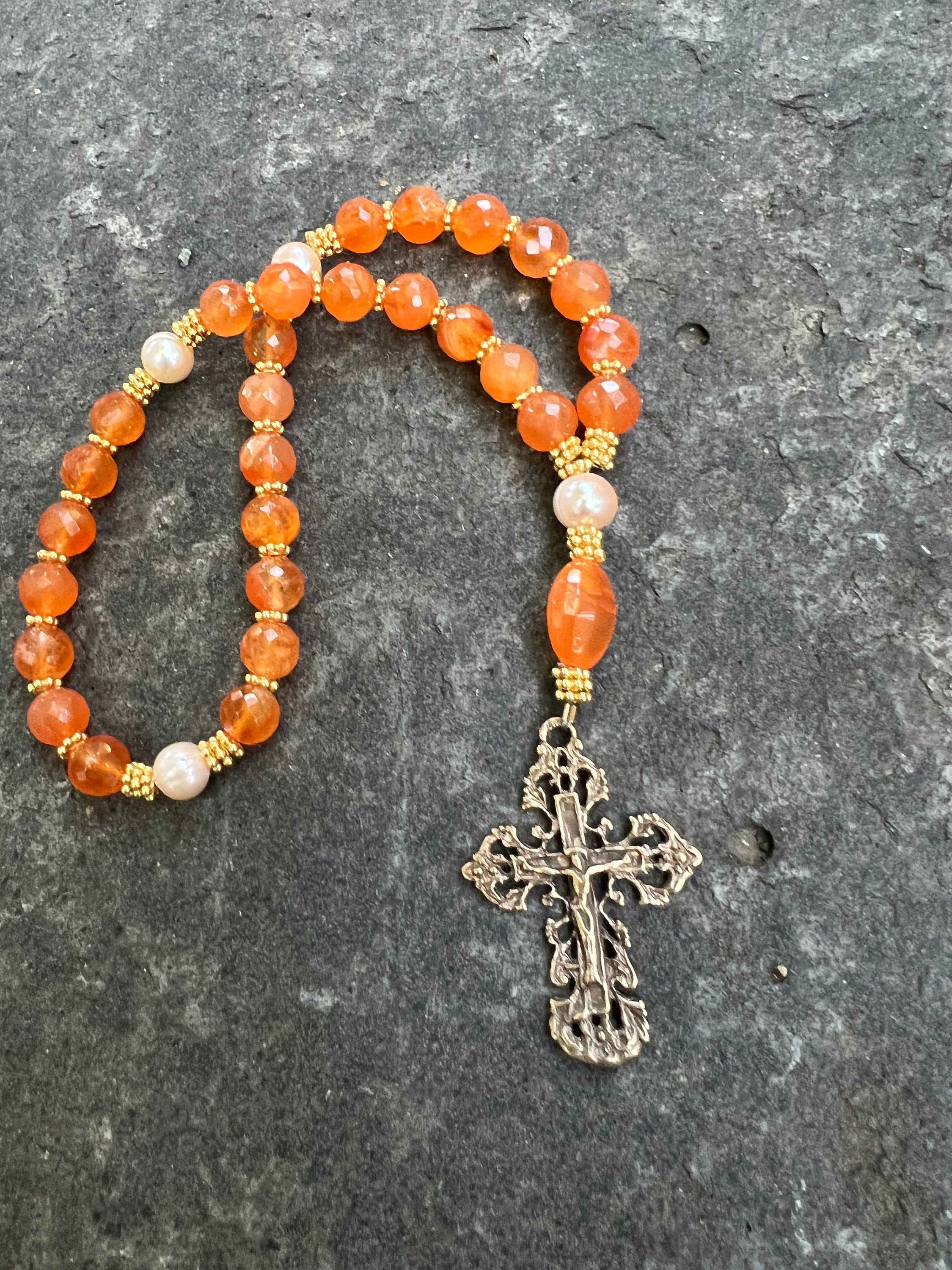 Carnelian and Pearls Anglican Rosary Protestant Prayer Beads Episcopal ...