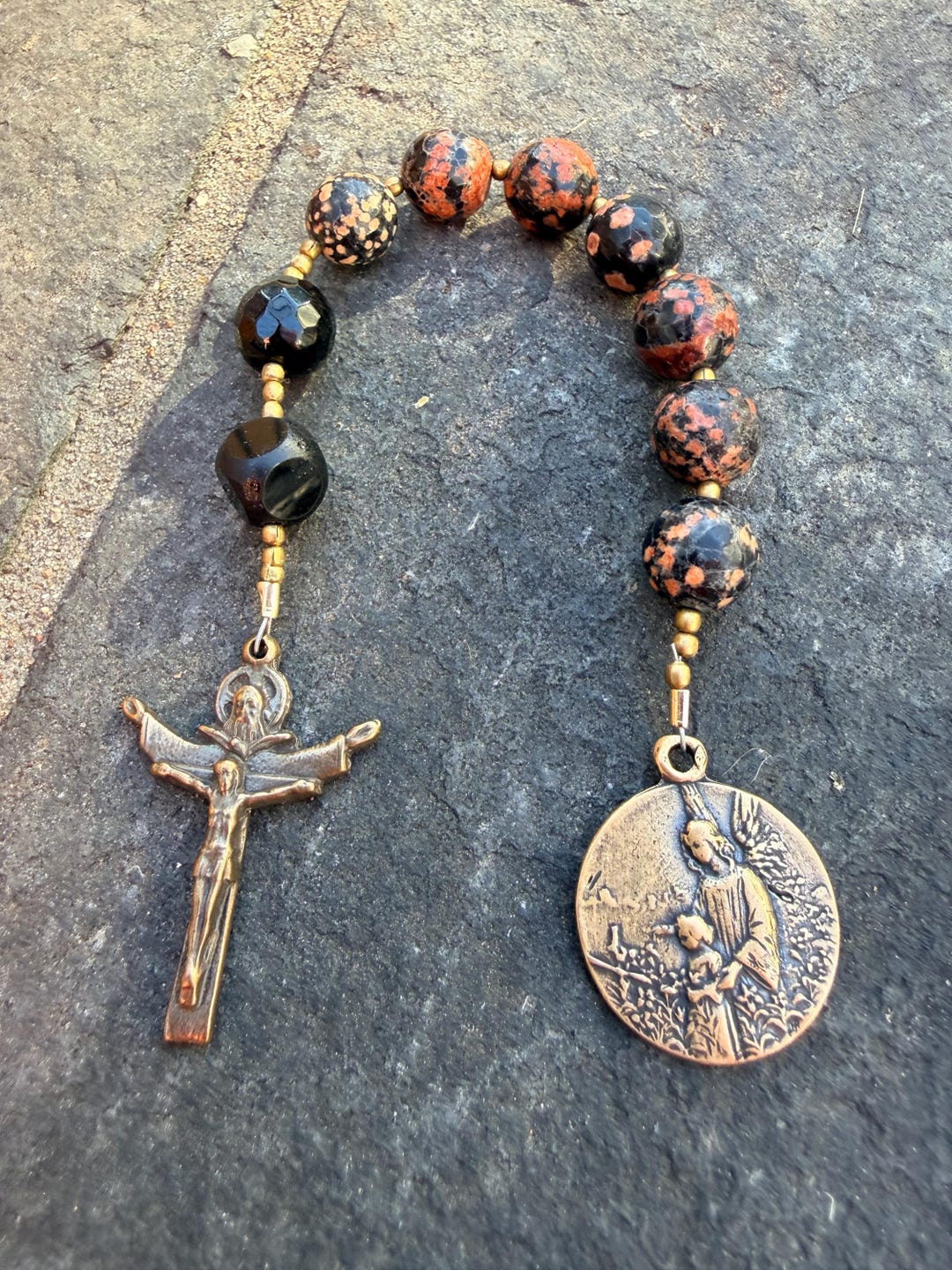 Red Snowflake Leopard Jasper Guardian Angel Holy Medal Episcopal ...