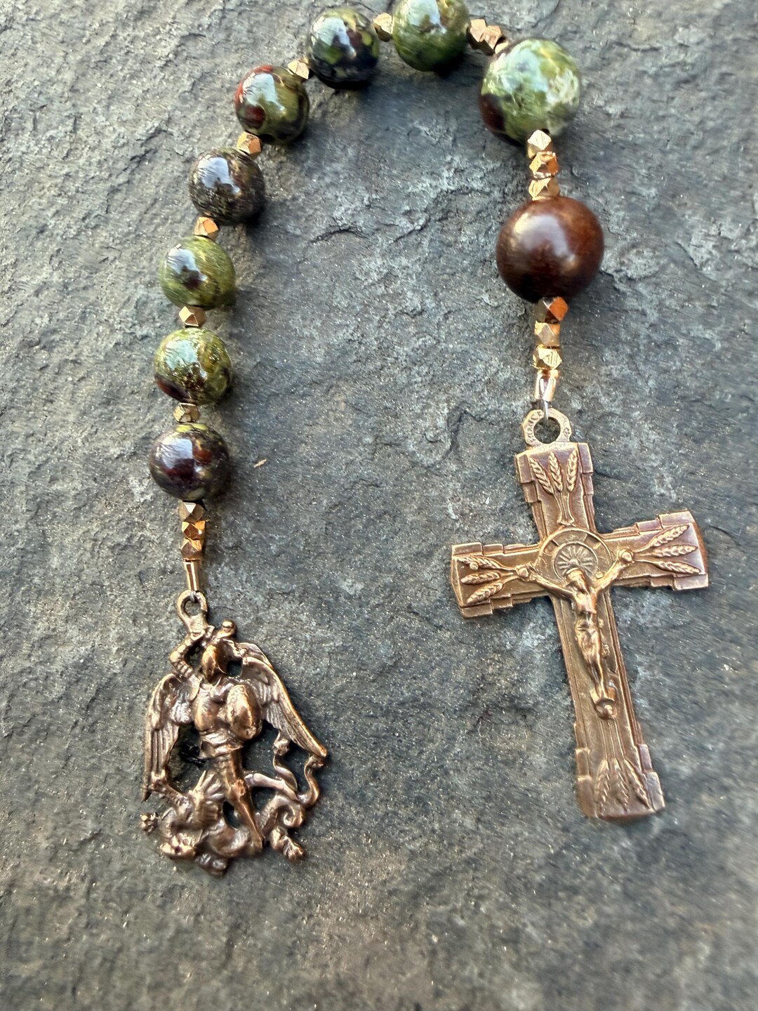 Dragon's Blood Jasper Anglican Chaplet: St. Michael Medal, Sheaves of ...