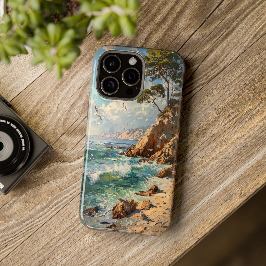 Dual-layer Polycarbonate Ocean Art Phone Case, Wireless Charging ...