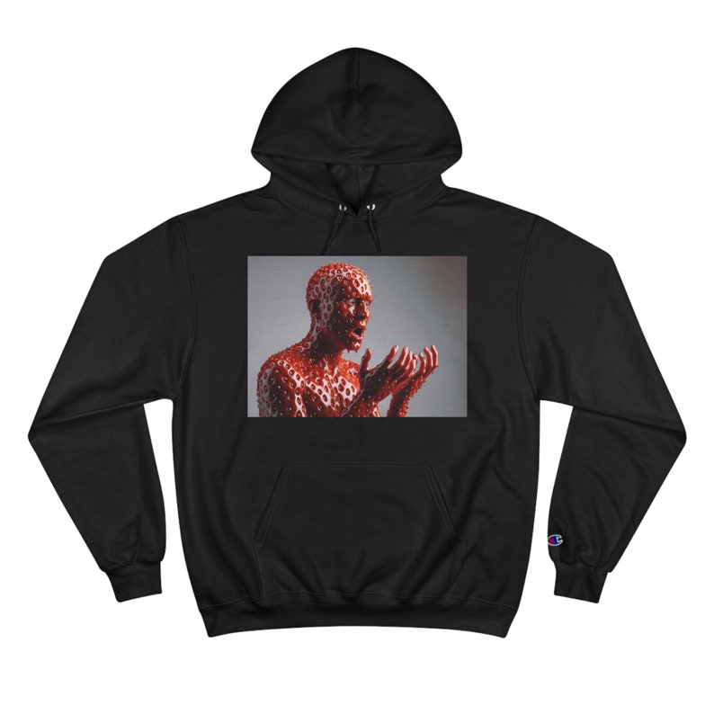 Strawberry Man Hoodie With Unique Red Pattern, Artistic Graphic ...