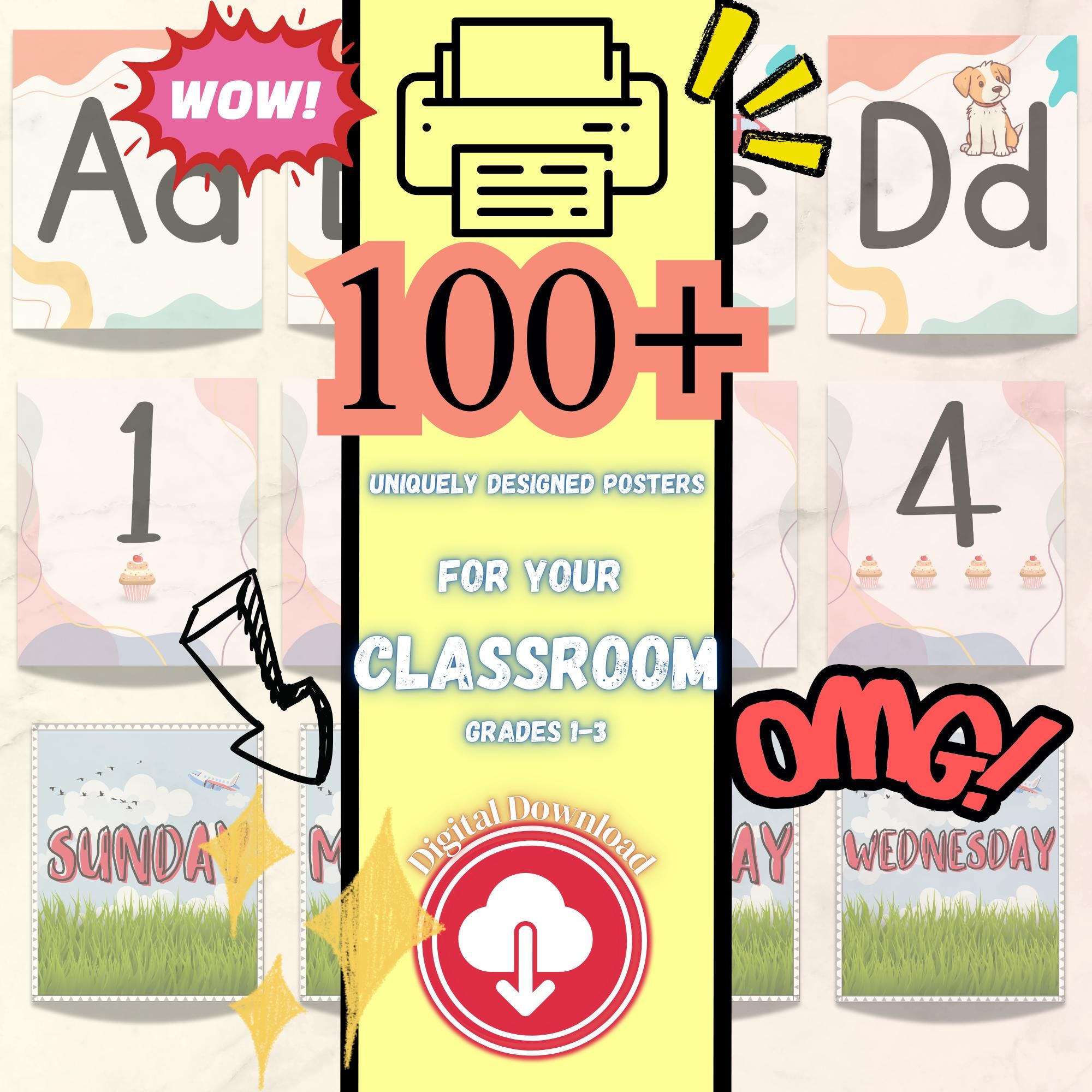 100+ Classroom Learning Posters for Grades 1-3 | Educational Wall Art ...