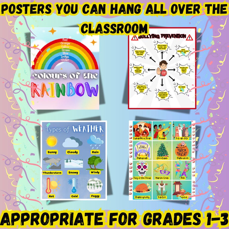 100+ Classroom Learning Posters for Grades 1-3 | Educational Wall Art ...