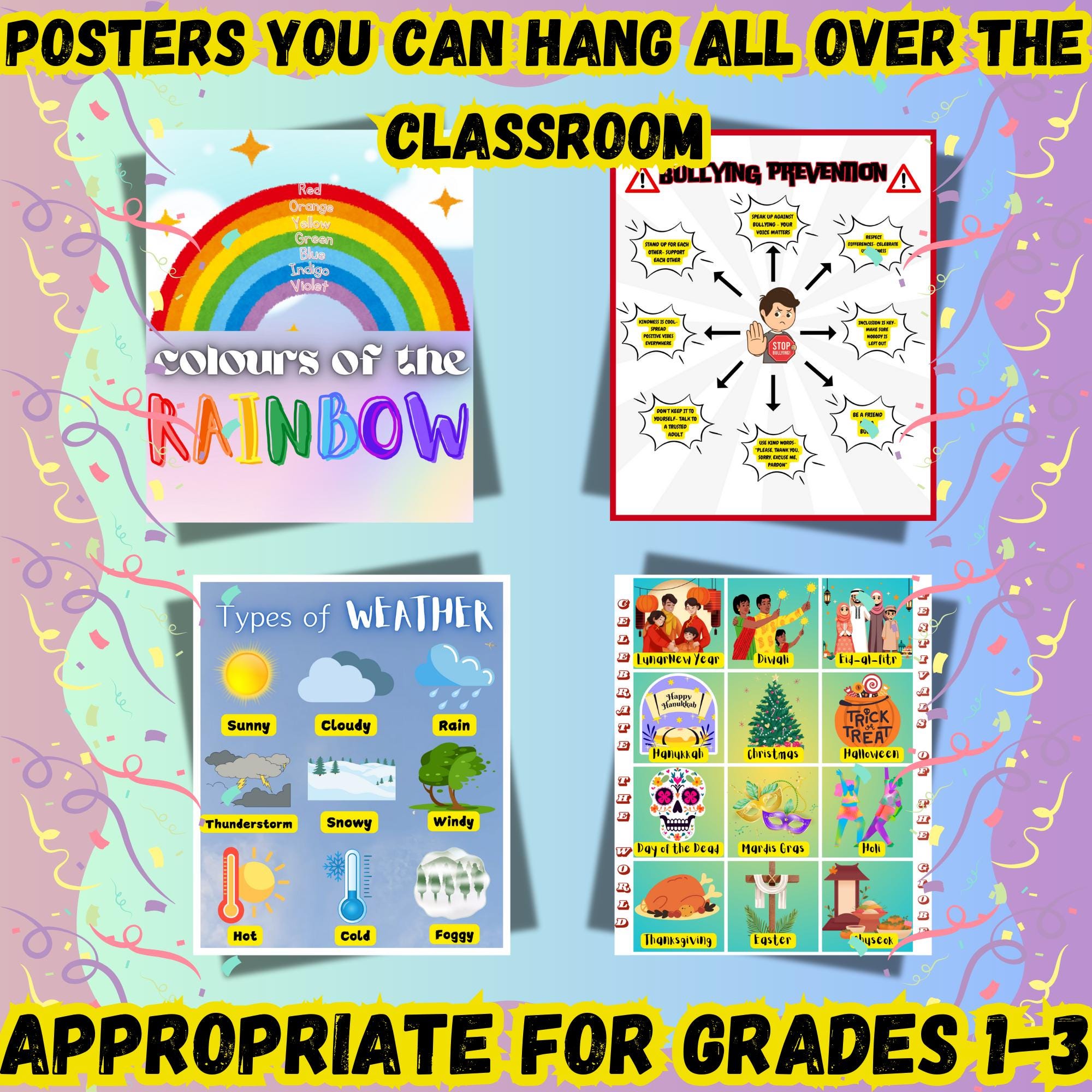 100+ Classroom Learning Posters for Grades 1-3 | Educational Wall Art ...