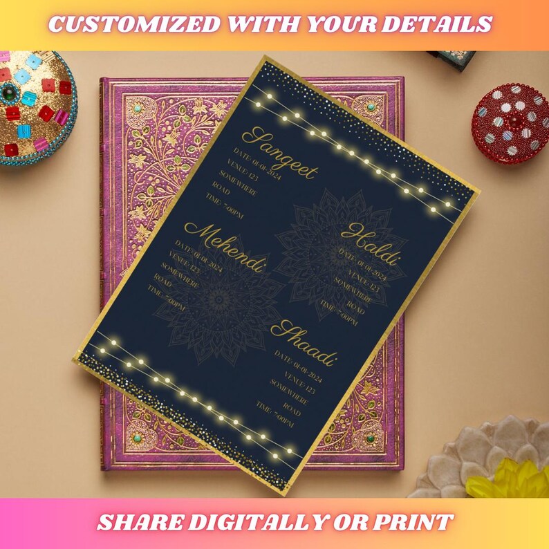Traditional Indian Wedding Invitation Set | Sangeet, Haldi, Mehendi ...