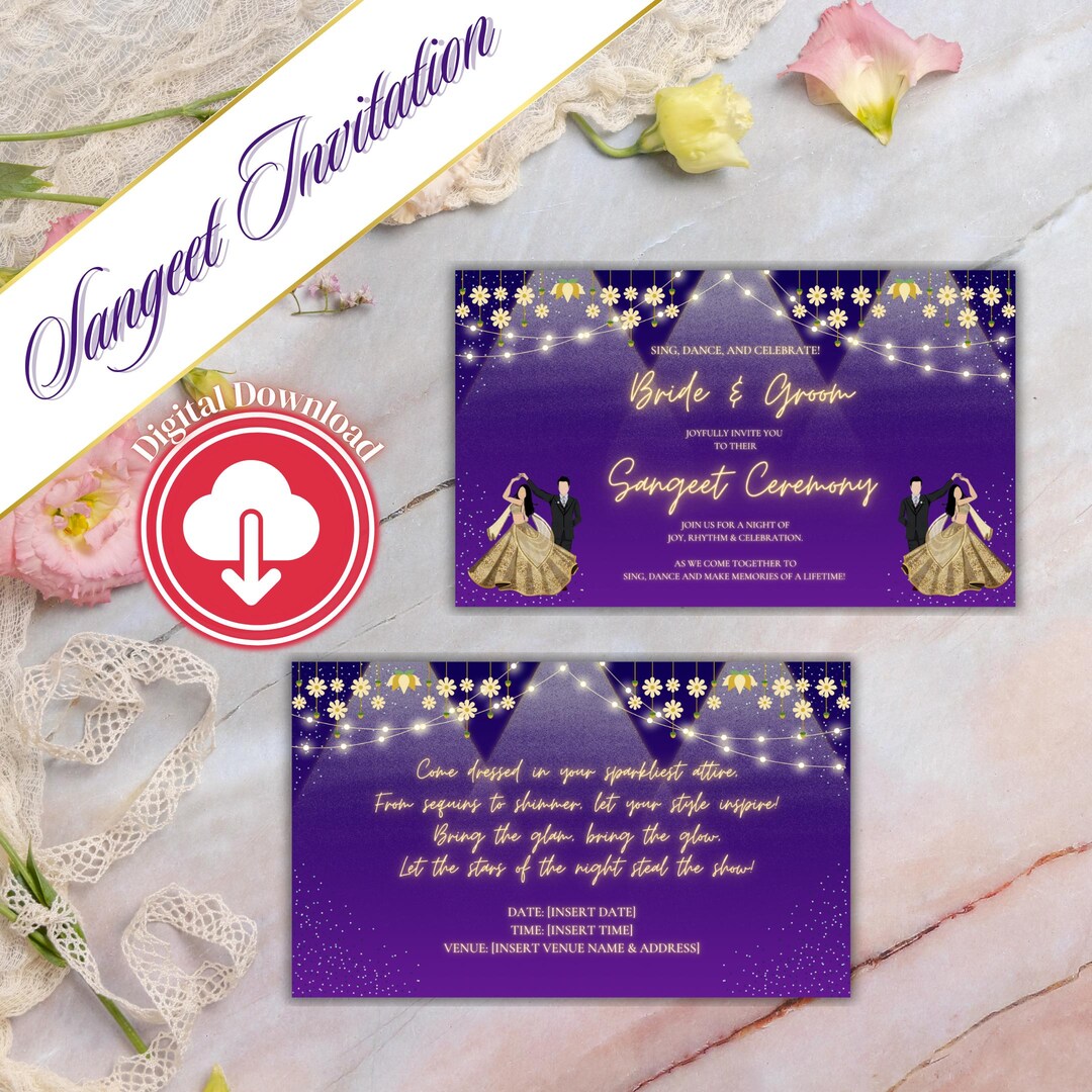 Personalized Sangeet Ceremony Invitation Card | Sing, Dance, Celebrate ...