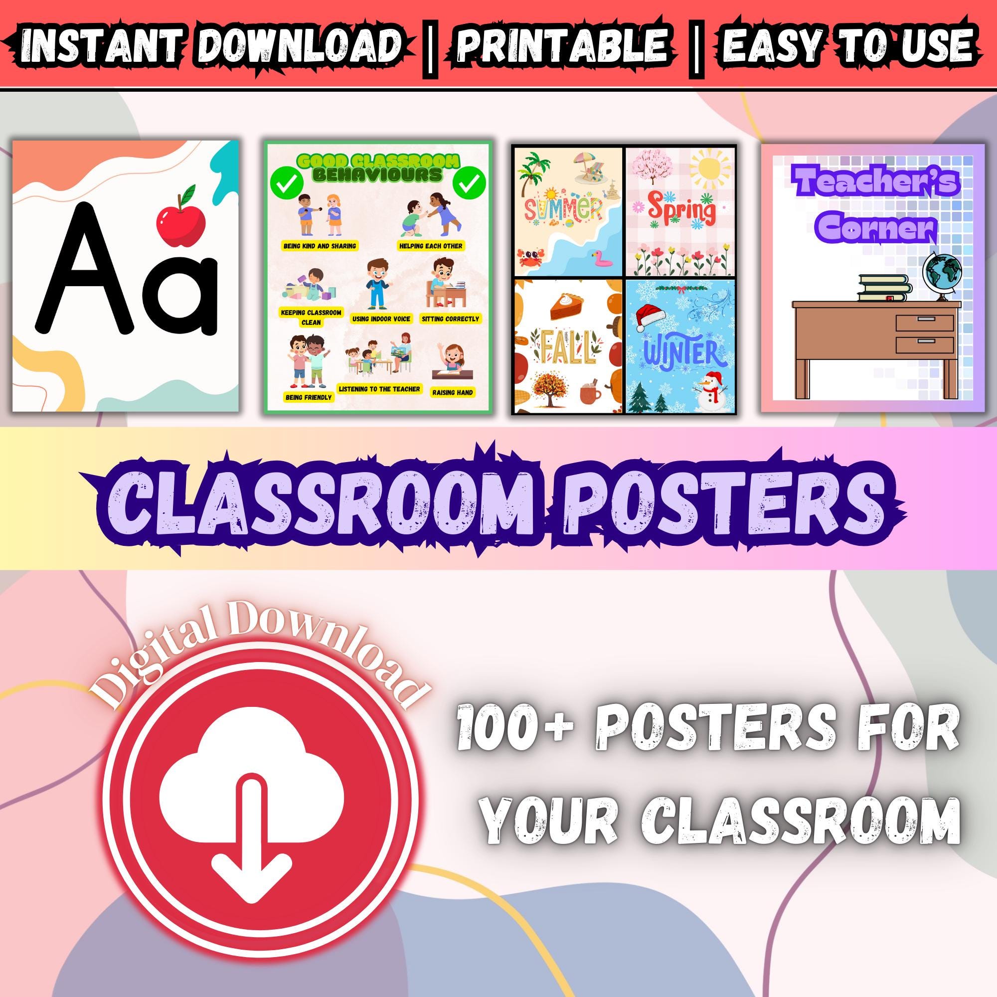 100+ Classroom Learning Posters for Grades 1-3 | Educational Wall Art ...